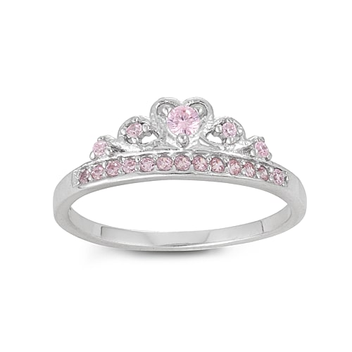 Click here for Girls Lab Created Pink Cubic Zirconia Sterling Sil... prices