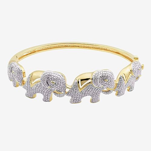 Click here for Diamond-Accent Elephant Hinged Bangle Bracelet  On... prices