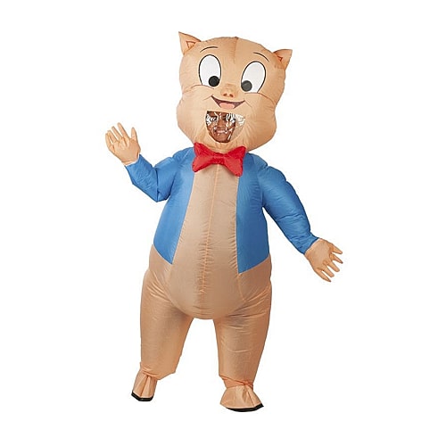 Unisex Adult Porky Pig Inflatable Looney Tunes 2-pc. Costume  Large  Orange