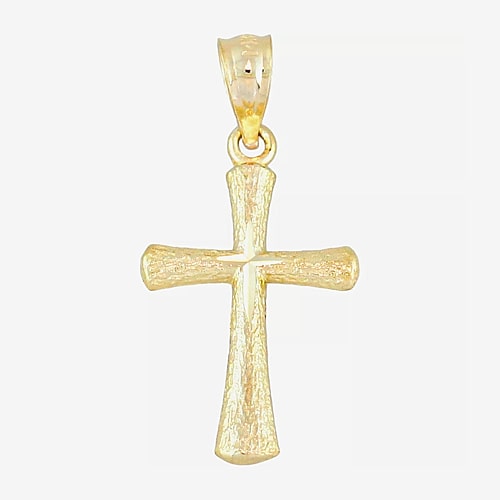 Click here for 14K Yellow Gold Diamond-Cut Mini Cross Charm  One... prices