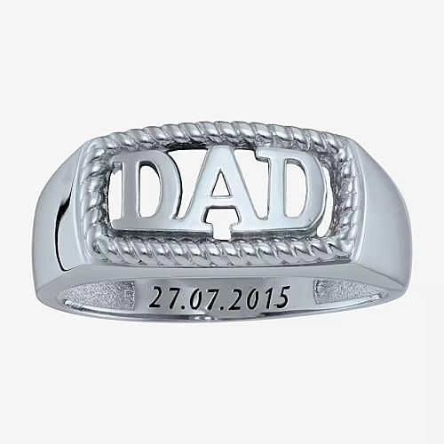 Personalized Mens Dad Ring  7  White