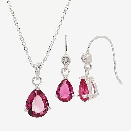 Sparkle Allure Womens Red Cubic Zirconia Pure Silver Over Brass Hypoallergenic 2-pc. Jewelry Set  One Size