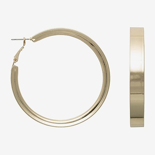 Click here for Bold Elements Gold Tone Thick Womens 58mm Hoop Ear... prices