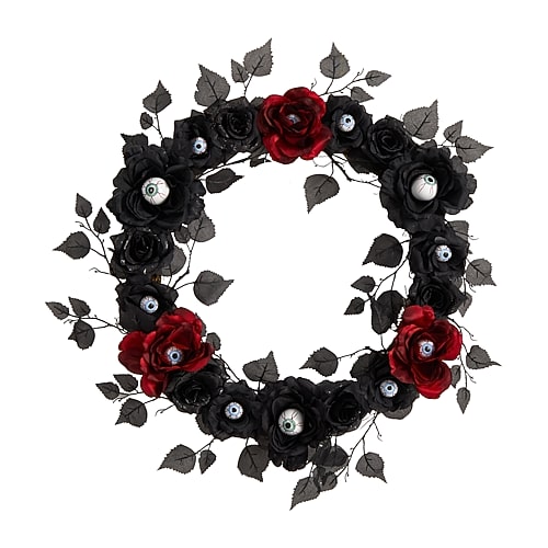 Click here for Nearly Natural 24 Eyeball Rose Halloween Faux Wrea... prices