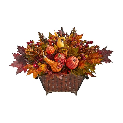 Click here for Nearly Natural Faux Pumpkin Maple Leaf & Berry Flo... prices