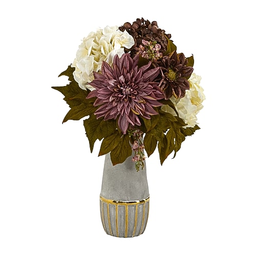 Click here for Nearly Natural Faux Peony Hydrangea & Dahlia Flora... prices