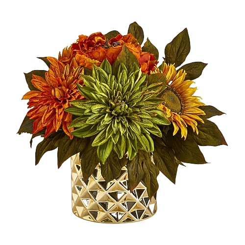 Click here for Nearly Natural 11 Faux Peony Dahlia & Sunflower Fl... prices