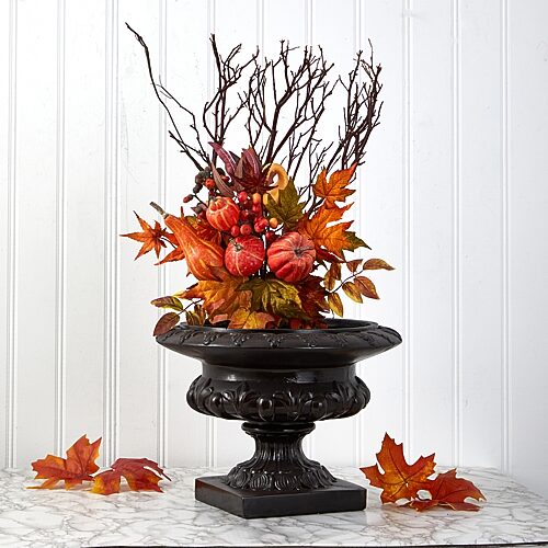 Click here for Nearly Natural Set Of 2 Pumpkin Maple Leaf Artific... prices
