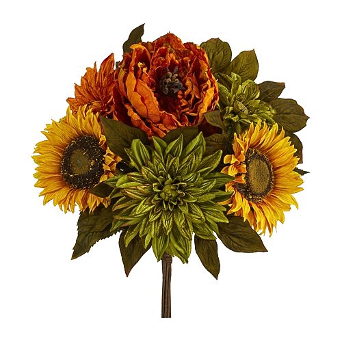 Click here for Nearly Natural Set Of 2 Peony Sunflower Artificial... prices
