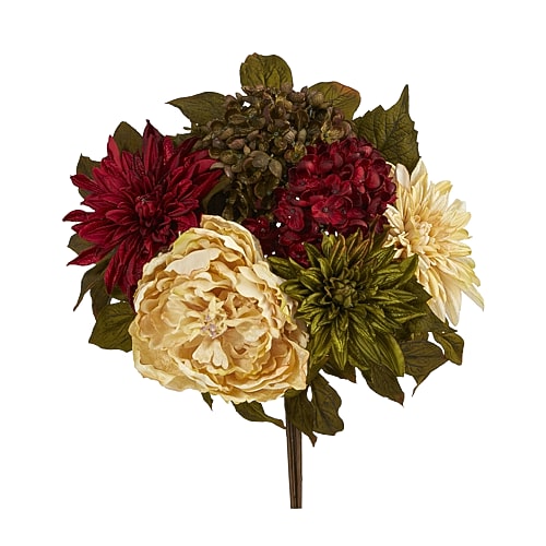 Click here for Nearly Natural Set Of 2 Peony Hydrangea & Dahlia F... prices