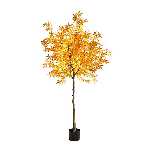 Nearly Natural 6ft Autumn Maple Artificial Plant  One Size  Yellow