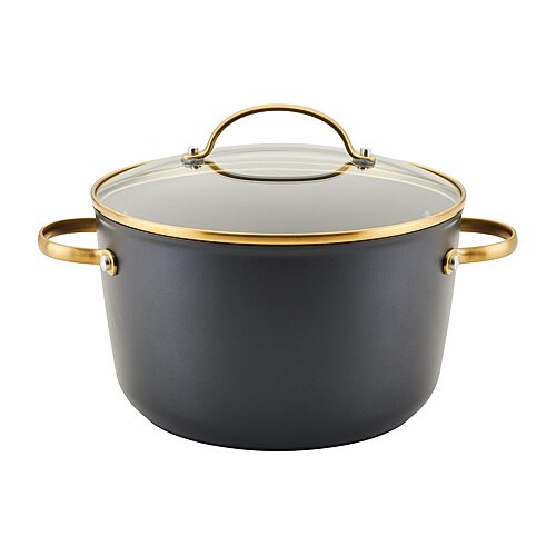 Farberware Forged Induction Ceramic Nonstick Stockpot with Lid  6 Quart - Black
