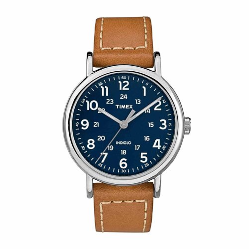 Click here for Mens Timex(R) Weekender Blue Dial Leather Strap Wa... prices
