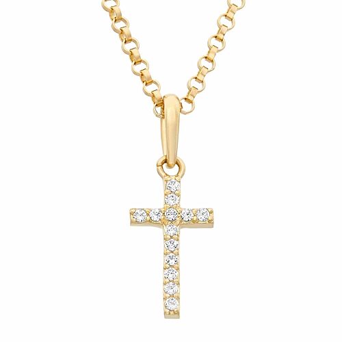 Click here for Girls Lab Created White Cubic Zirconia 14K Gold 14... prices