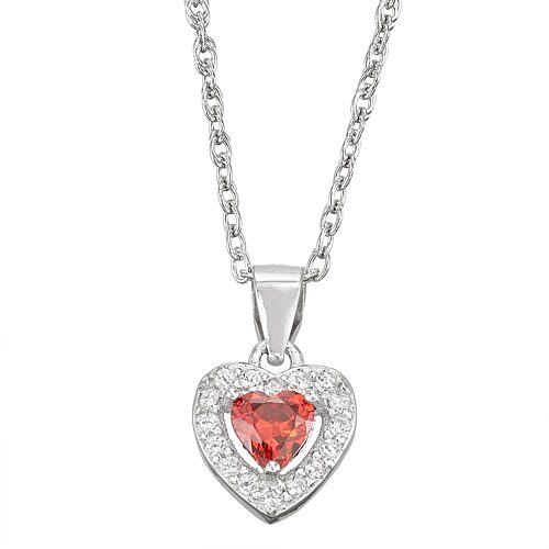 Click here for Girls Red Cubic Zirconia Sterling Silver Heart 15... prices