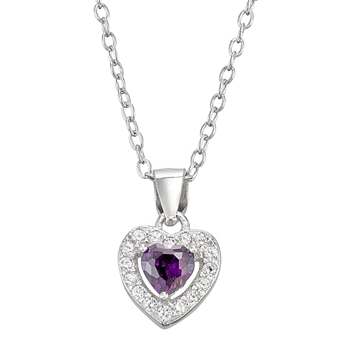 Click here for Girls Purple Cubic Zirconia Sterling Silver Heart... prices