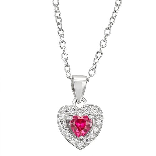 Click here for Girls Red Cubic Zirconia Sterling Silver Heart 15... prices