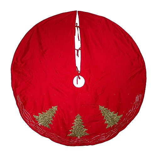 Kurt Adler 60 Tree Skirt with Embroidered Tree Design - Multi-Color