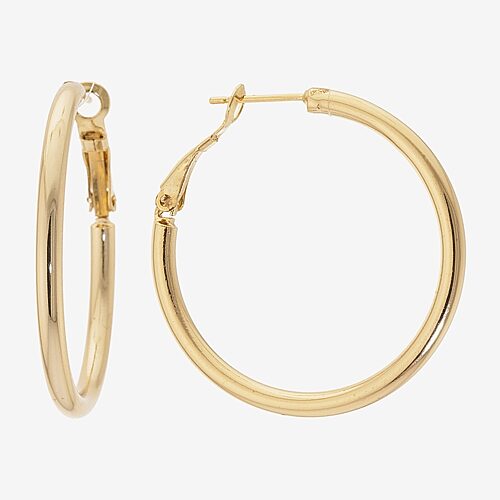 Click here for Silver Reflections 24K Gold Over Brass Hoop Earrin... prices