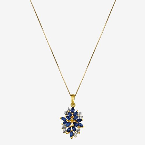 Click here for 14K Gold over Silver Lab-Created Gemstone Flower P... prices