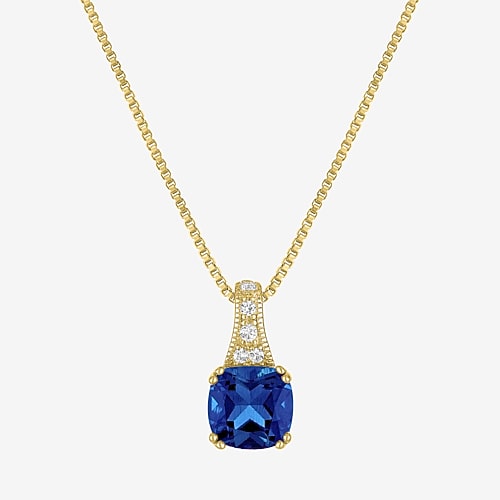 Click here for Gemstone 14K Gold Over Silver Cushion Pendant Neck... prices