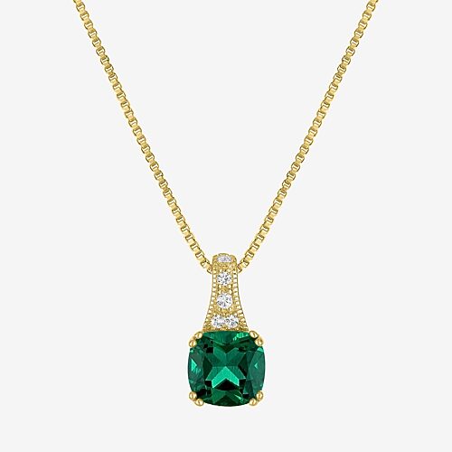 Click here for Gemstone 14K Gold Over Silver Cushion Pendant Neck... prices