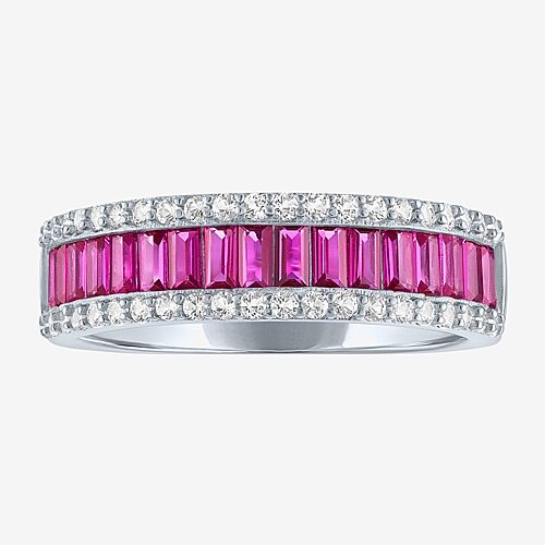 Click here for Womens Lab Created Gemstone Sterling Silver Band... prices