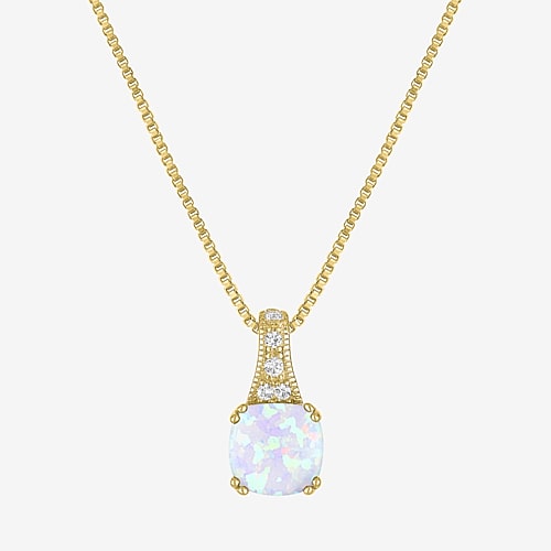 Click here for Gemstone 14K Gold Over Silver Cushion Pendant Neck... prices