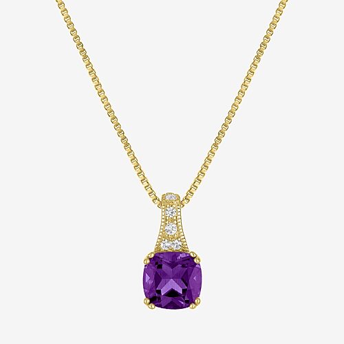 Click here for Gemstone 14K Gold Over Silver Cushion Pendant Neck... prices