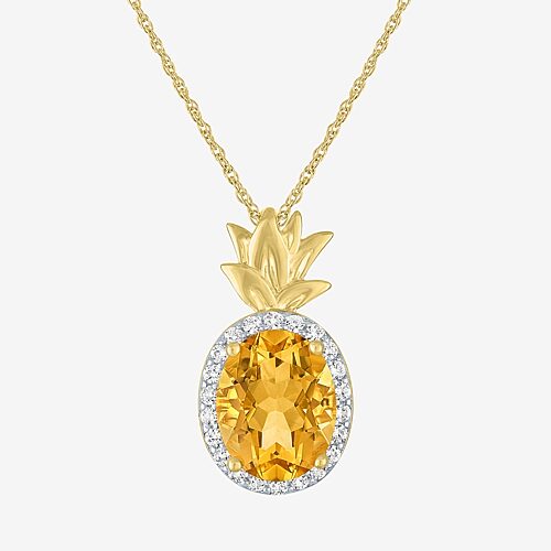 Click here for Pineapple Womens Lab Created Yellow Citrine 14K Go... prices