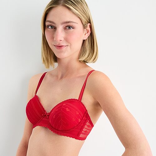 Click here for Arizona Body Holiday Heart Lace Balconette Bra  A... prices