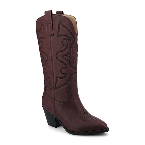 Journee Collection Womens Chantry Mid Shaft Western Boots - Oxblood