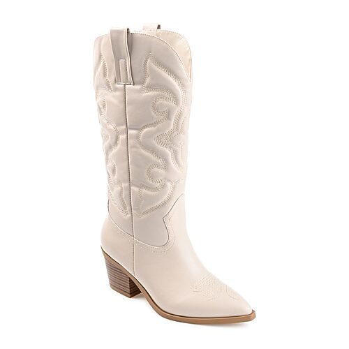 Journee Collection Womens Chantry Mid Shaft Western Boots - Beige