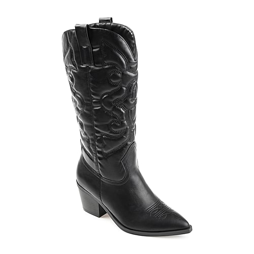 Journee Collection Womens Chantry Mid Shaft Western Boots - Black