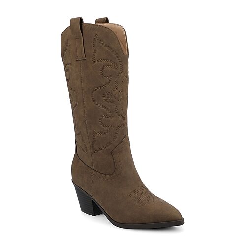 Journee Collection Womens Chantry Mid Shaft Western Boots - Brown