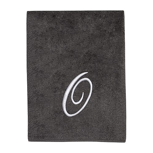 Avanti Monogram Initial Script Granite & Silver Hand Towel  16 x 30 - O