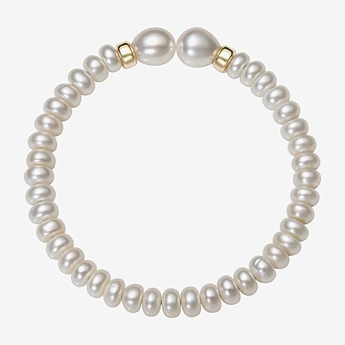 Click here for Womens White Cultured Freshwater Pearl 14K Gold Ba... prices
