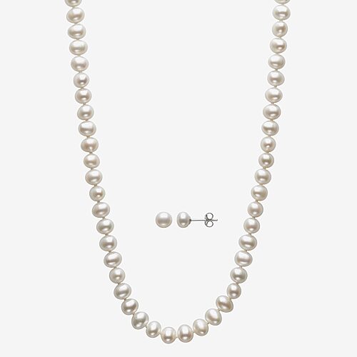 Click here for Womens White Cultured Freshwater Pearl Sterling Si... prices