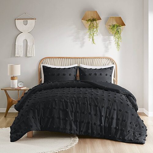 Intelligent Design Lucy Clip Jacquard 3-Piece Duvet Cover Set  Twin/Twin Xl - Black