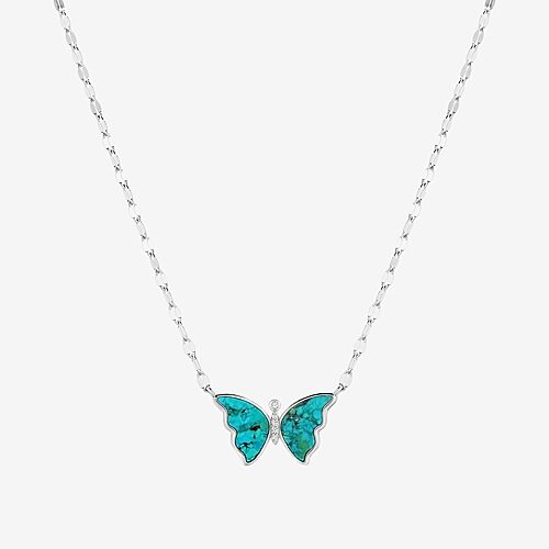 Click here for Womens Blue Turquoise Sterling Silver Butterfly 16... prices