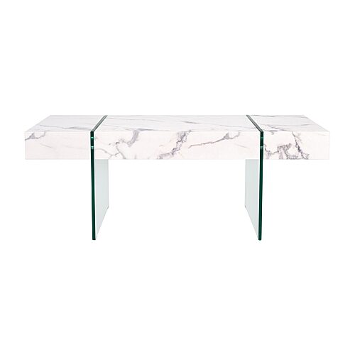Jacob Rectangular Glass Leg Modern Coffee Table - White