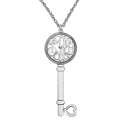 Click here for Personalized Sterling Silver Monogram Key Pendant... prices