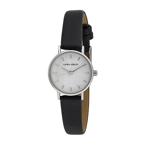 Laura Ashley Womens Mini Slim Clean Black Polyurethane Strap Watch 26mm - Black