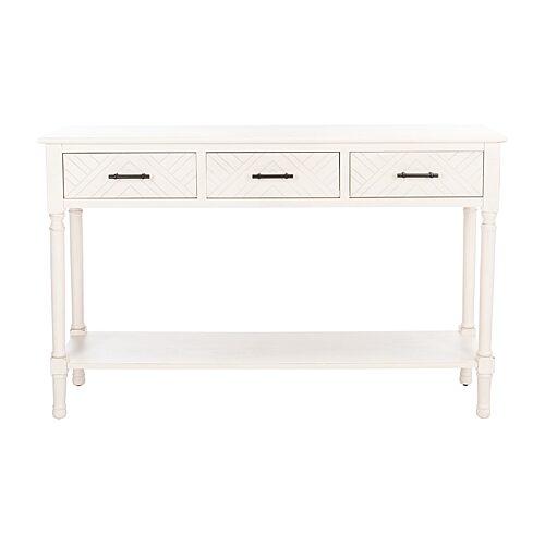 Peyton 3 Drawer Console Table - Distressed white