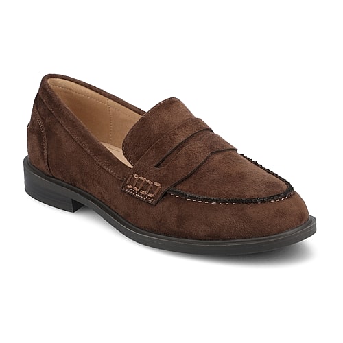 Journee Collection Womens Brooks Block Heel Comfort Penny Loafers - Chocolate