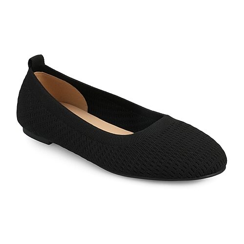 Journee Collection Womens Maryann Knit Round Toe Ballet Flats - Black