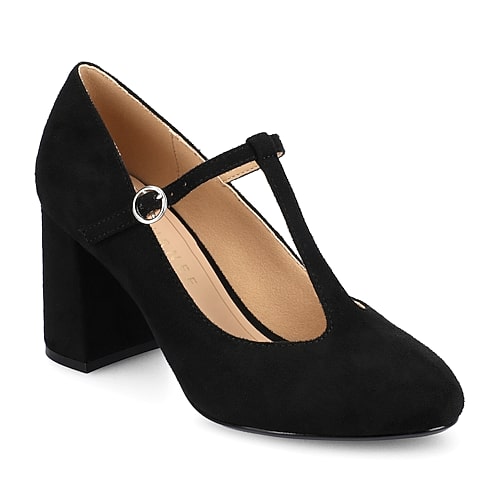 Journee Collection Womens Talani T-strap Almond Toe Dress Pumps - Black