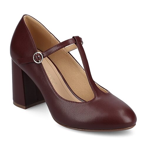 Journee Collection Womens Talani T-strap Almond Toe Dress Pumps - Oxblood