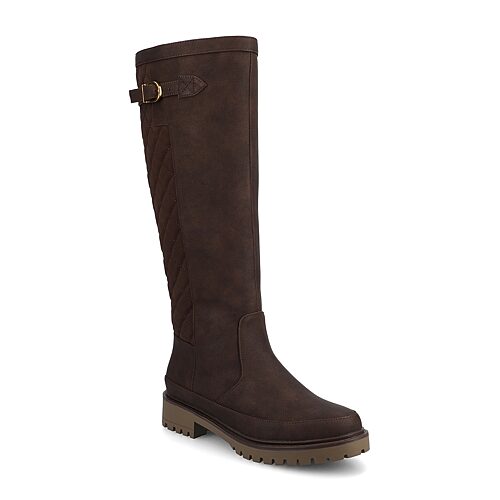 Journee Collection Womens Zemmie Lug Sole Wide Calf Knee High Boots - Vintage Chocolate