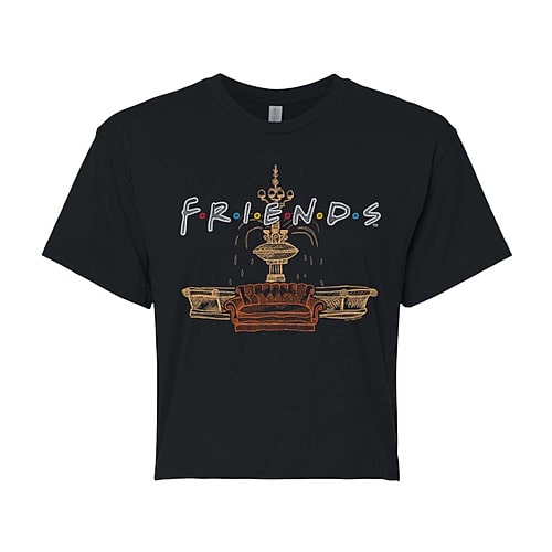 Click here for Friends Fountain Cropped Tee Womens Juniors Crew N... prices